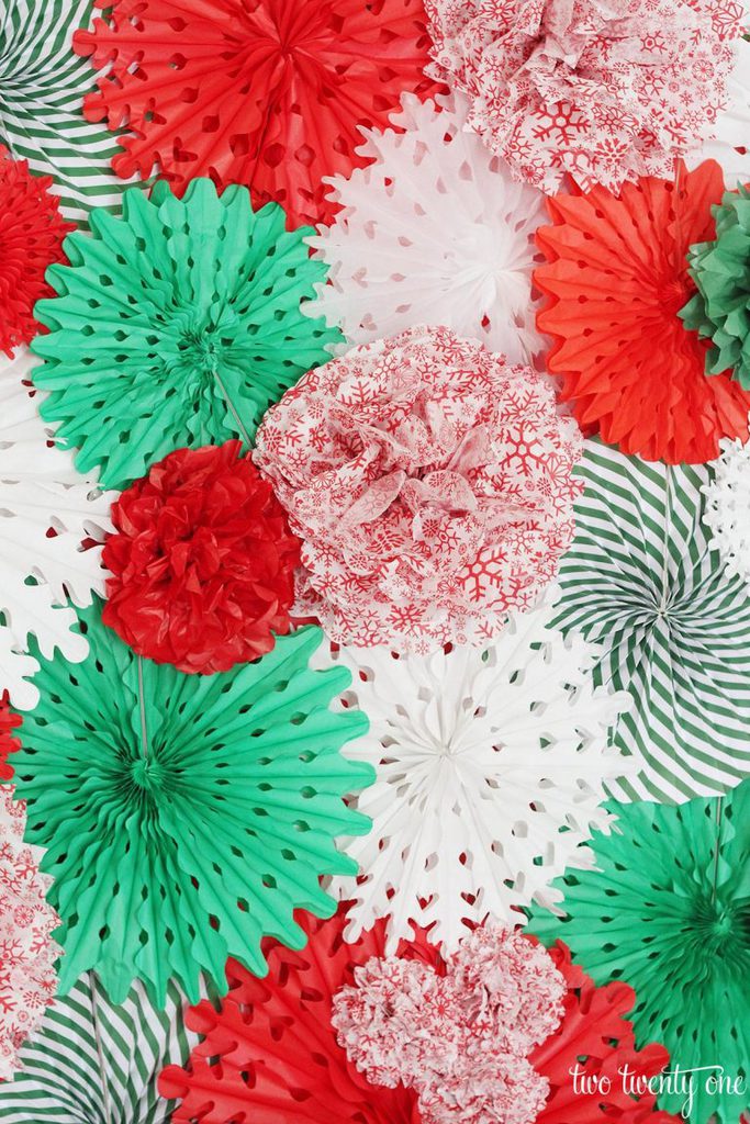 DIY Tissue Paper Pom Pom and Fan Backdrop