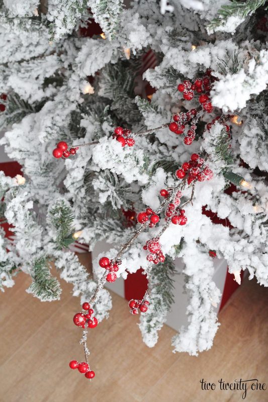 Red and White Flocked Christmas Tree