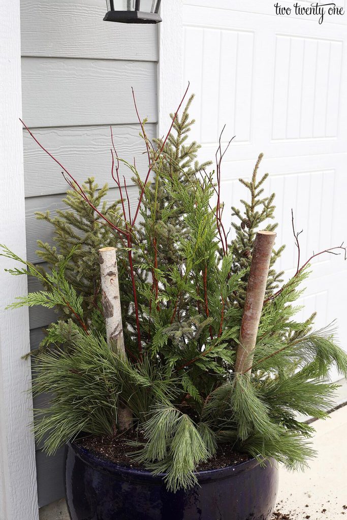 Outdoor Christmas Planter and Winter Decoration